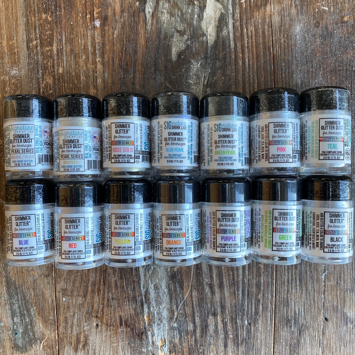 Shimmer Glitter Dust Drink Full 18 Color & Pearl Sprinkler Set 54 Gram ...